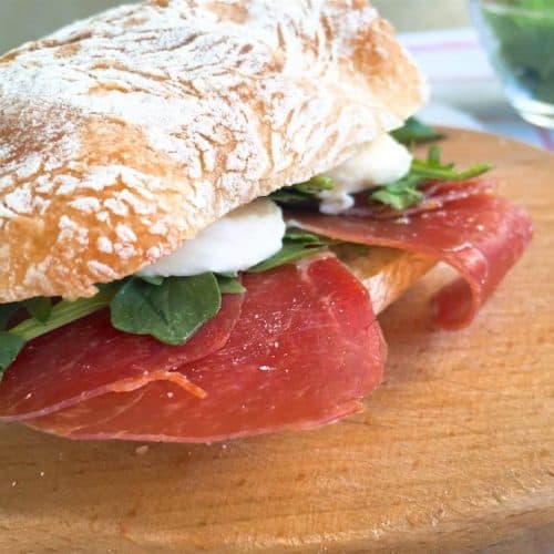 Prosciutto Ham, Mozzarella & Arugula Panini Sandwich : Italian Recipe Book