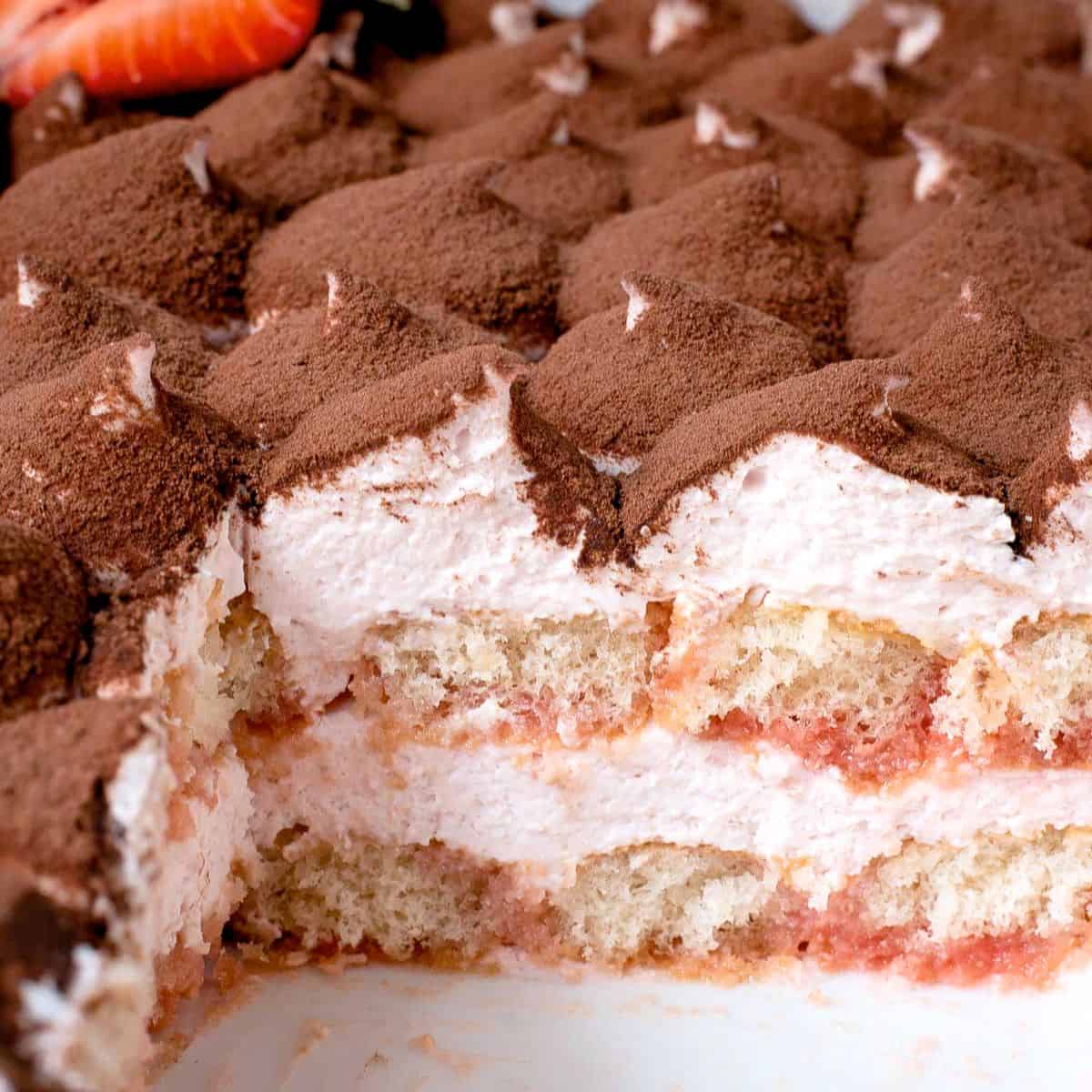 Strawberry Tiramisu (Eggless and Without Coffee) : Italian Recipe Book